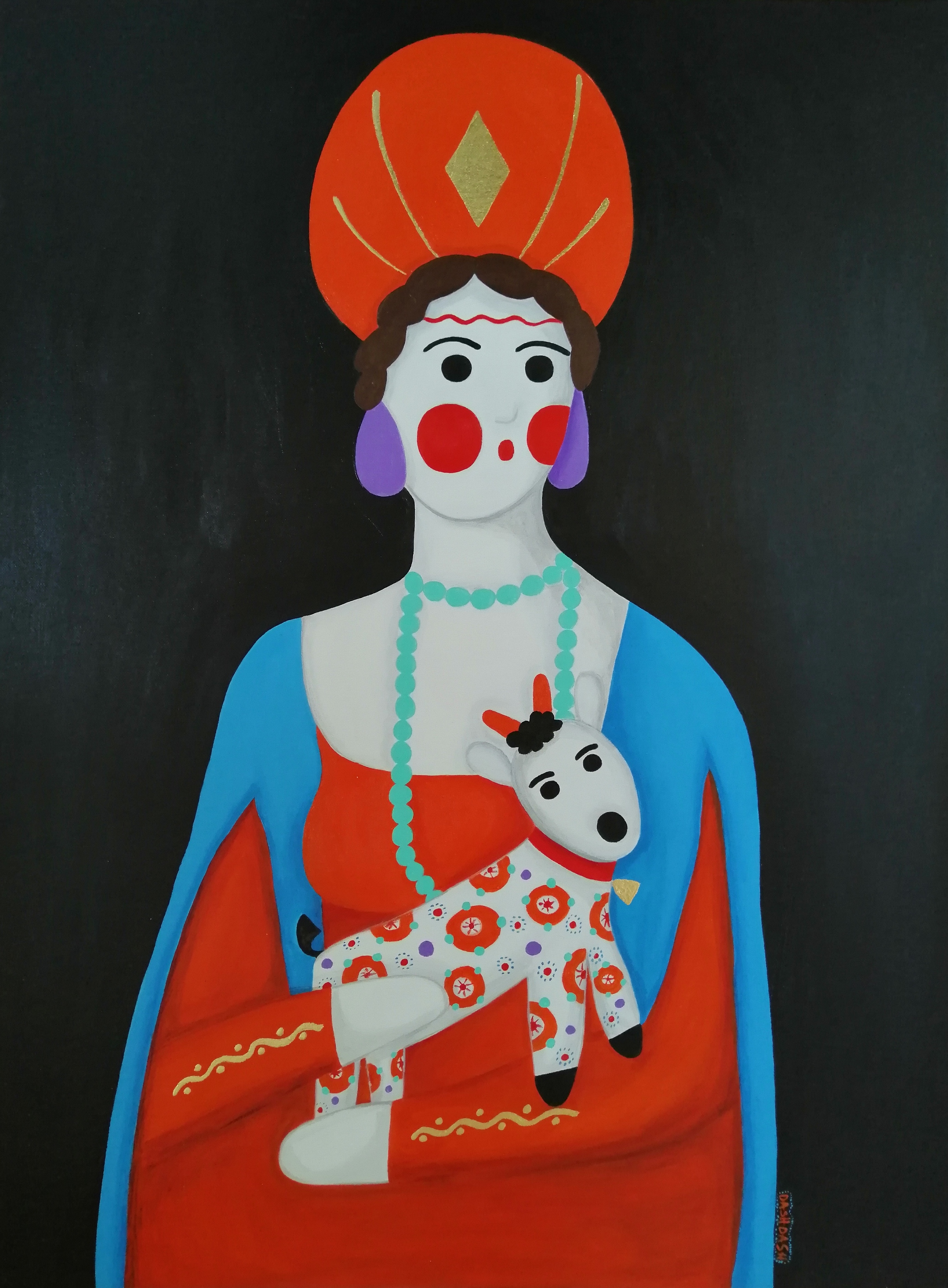 Painting "The Lady with the Goat" (Portrait) for sale