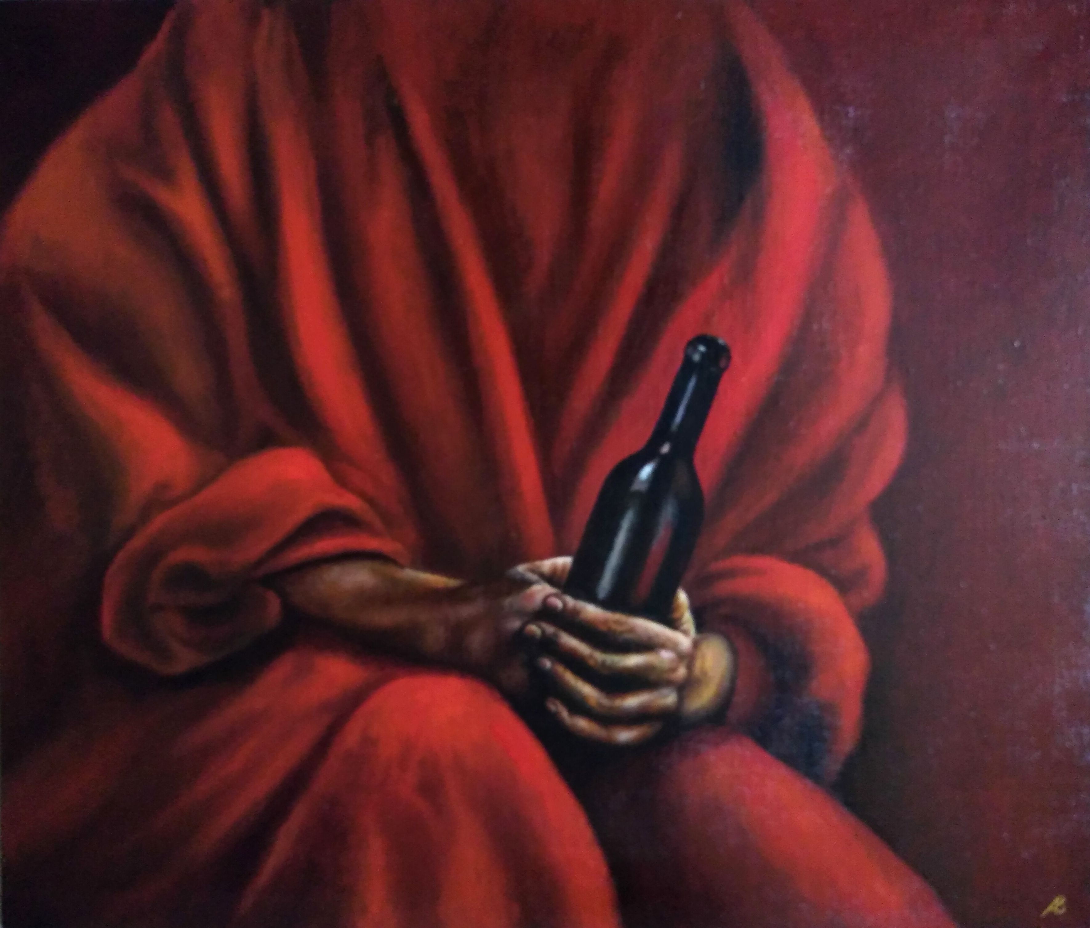 Painting "The Hands with a Bottle" (Symbol) for sale